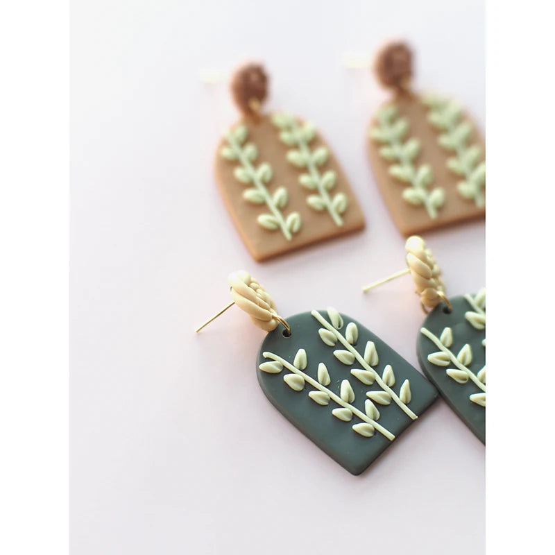 Leaves Heart Earthy Colors Arch Natural Handmade Polymer Clay Braided